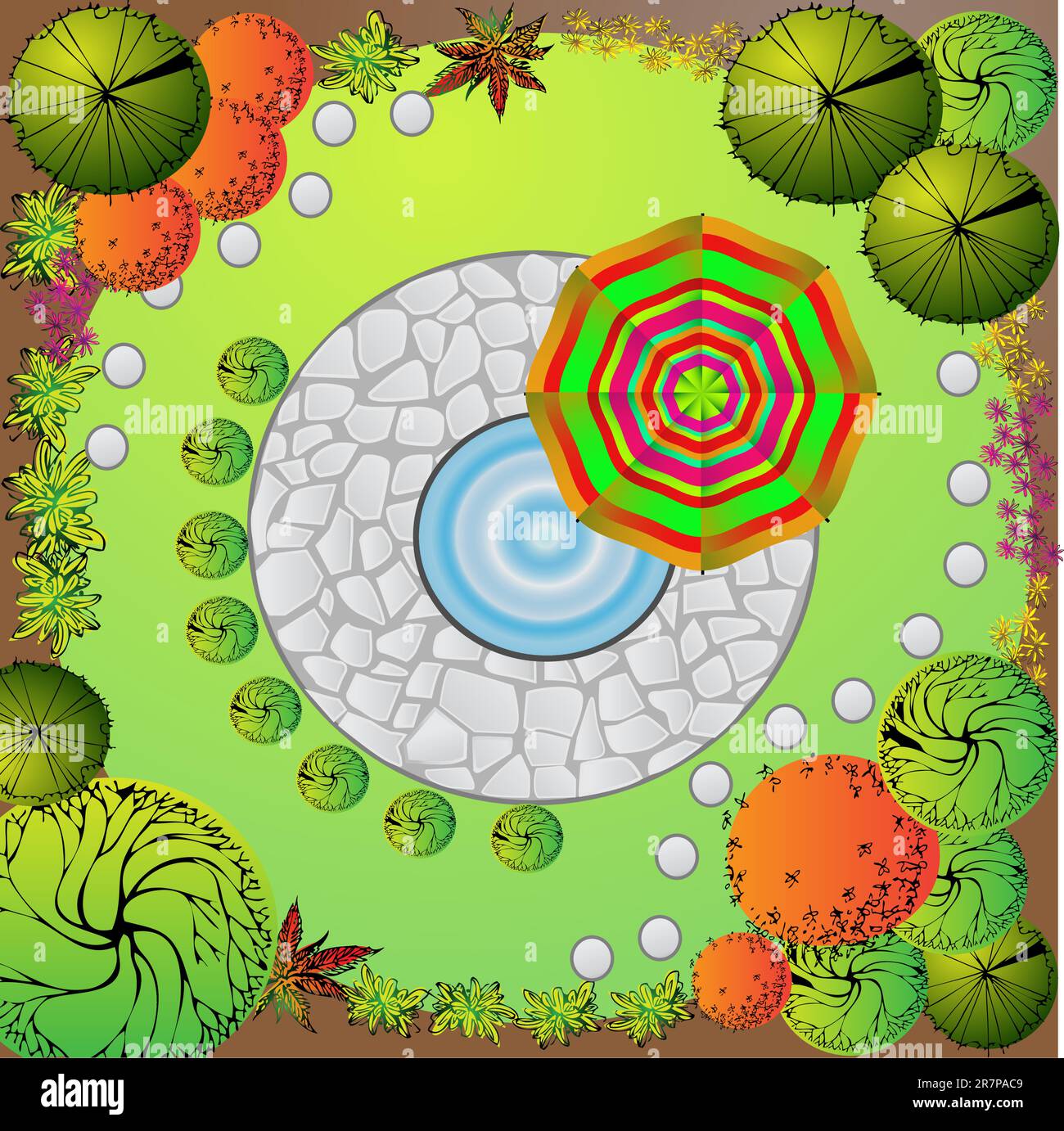 Colored Plan of garden decorative plants Stock Vector Image & Art - Alamy