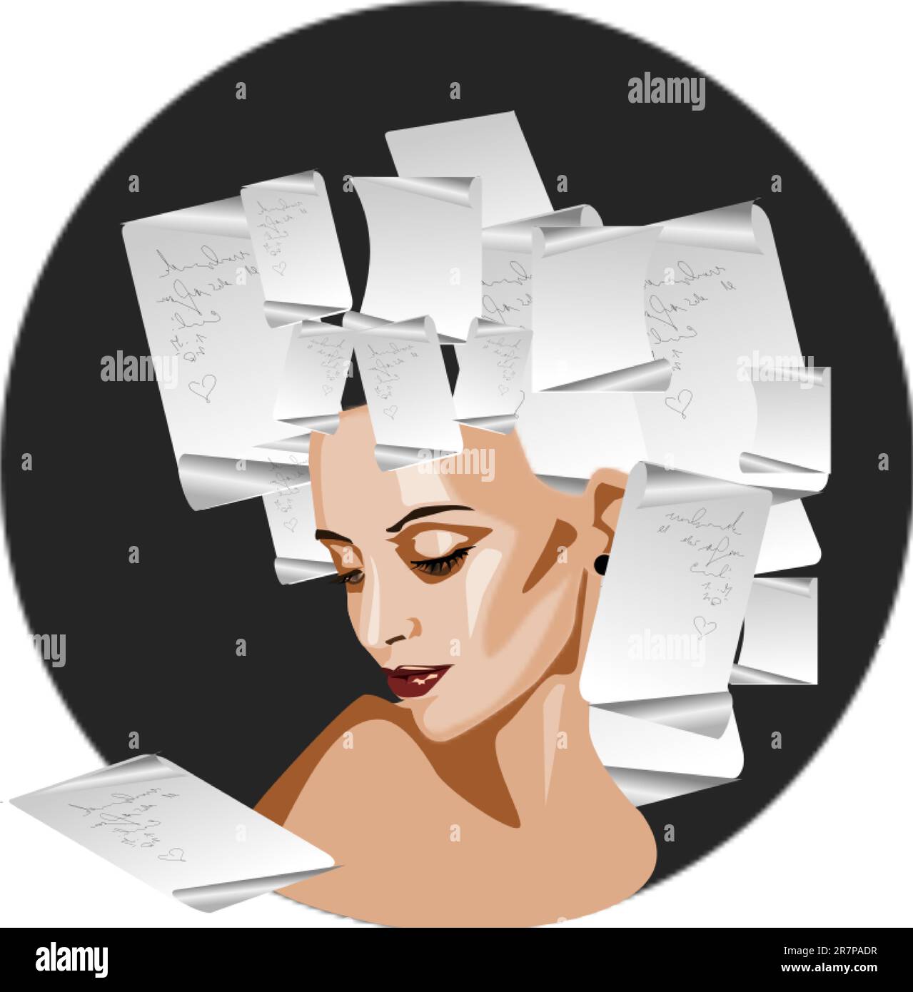 Illustration of a woman of letters Stock Vector Image & Art - Alamy