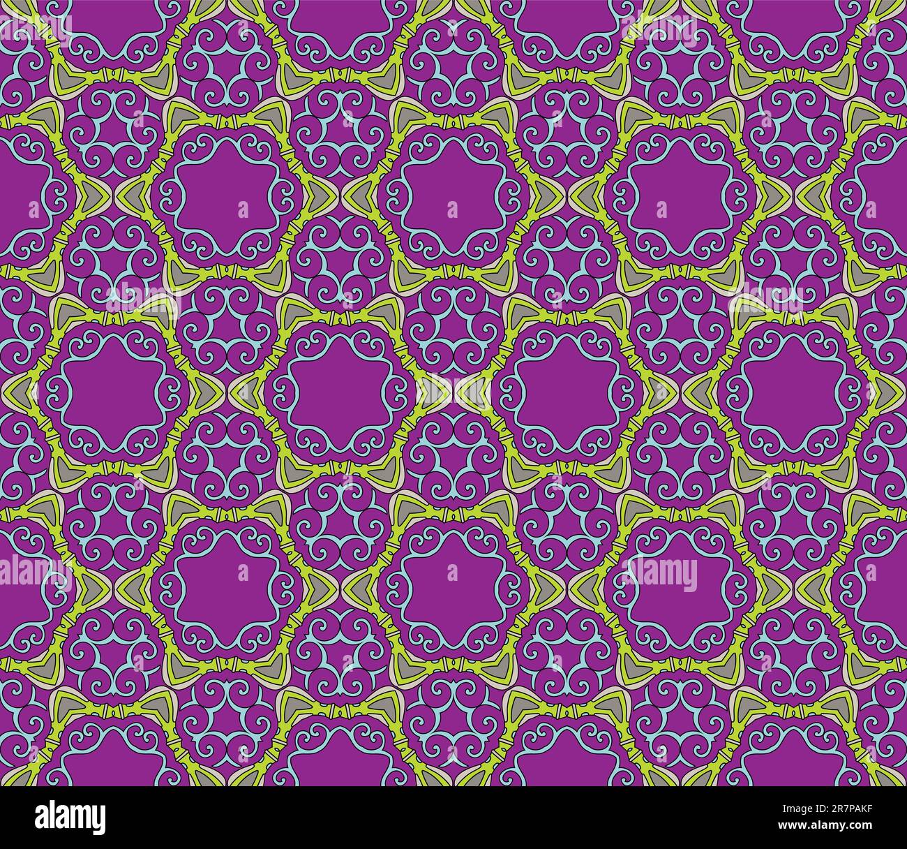 Seamless and elegant Baroque pattern with colorful swirls on a dark ...