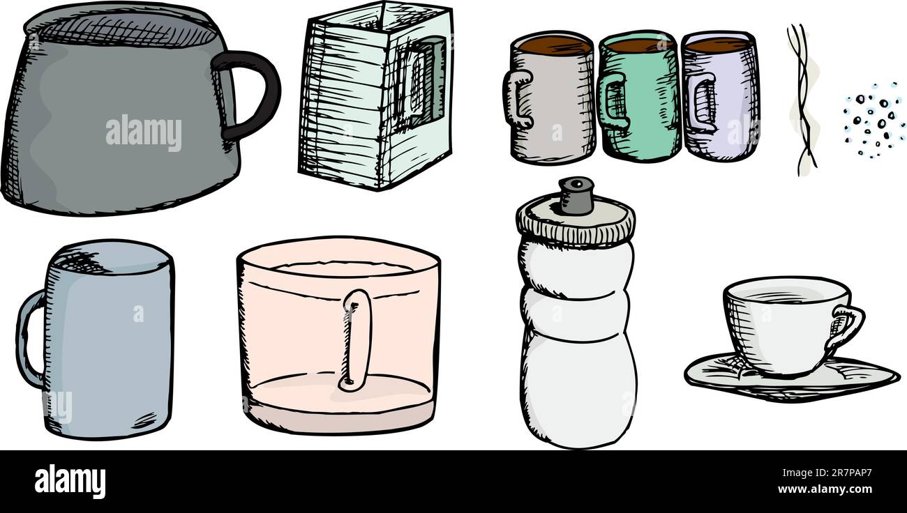 Hand drawing cups mugs Stock Vector Images - Alamy