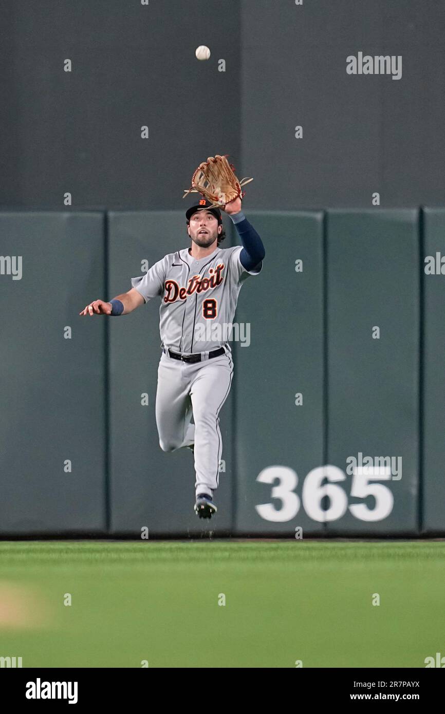 Detroit Tigers right fielder Matt Vierling catches a flyout by ...