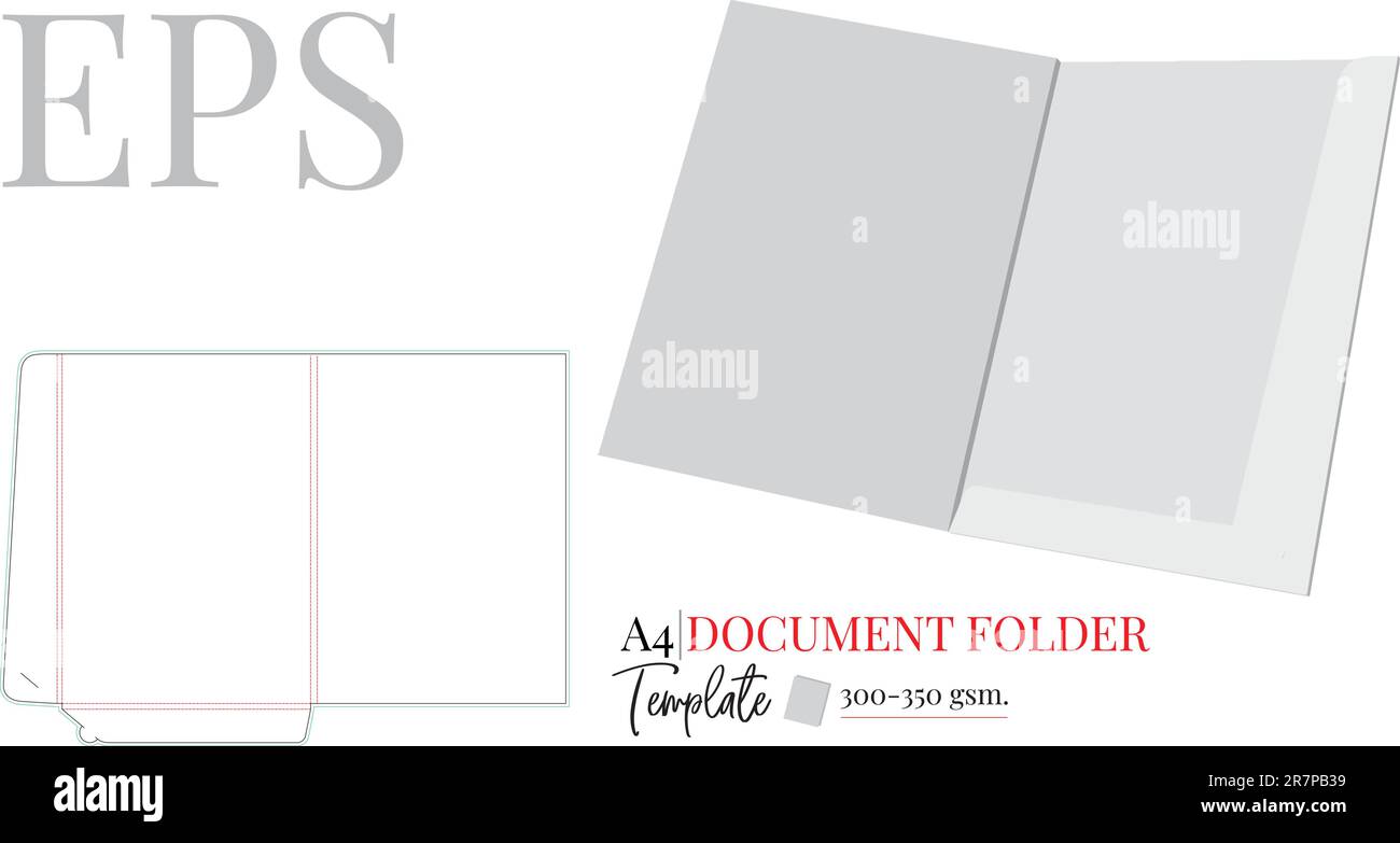 Document Folder Template A4. Vector with die cut, laser cut layers ...