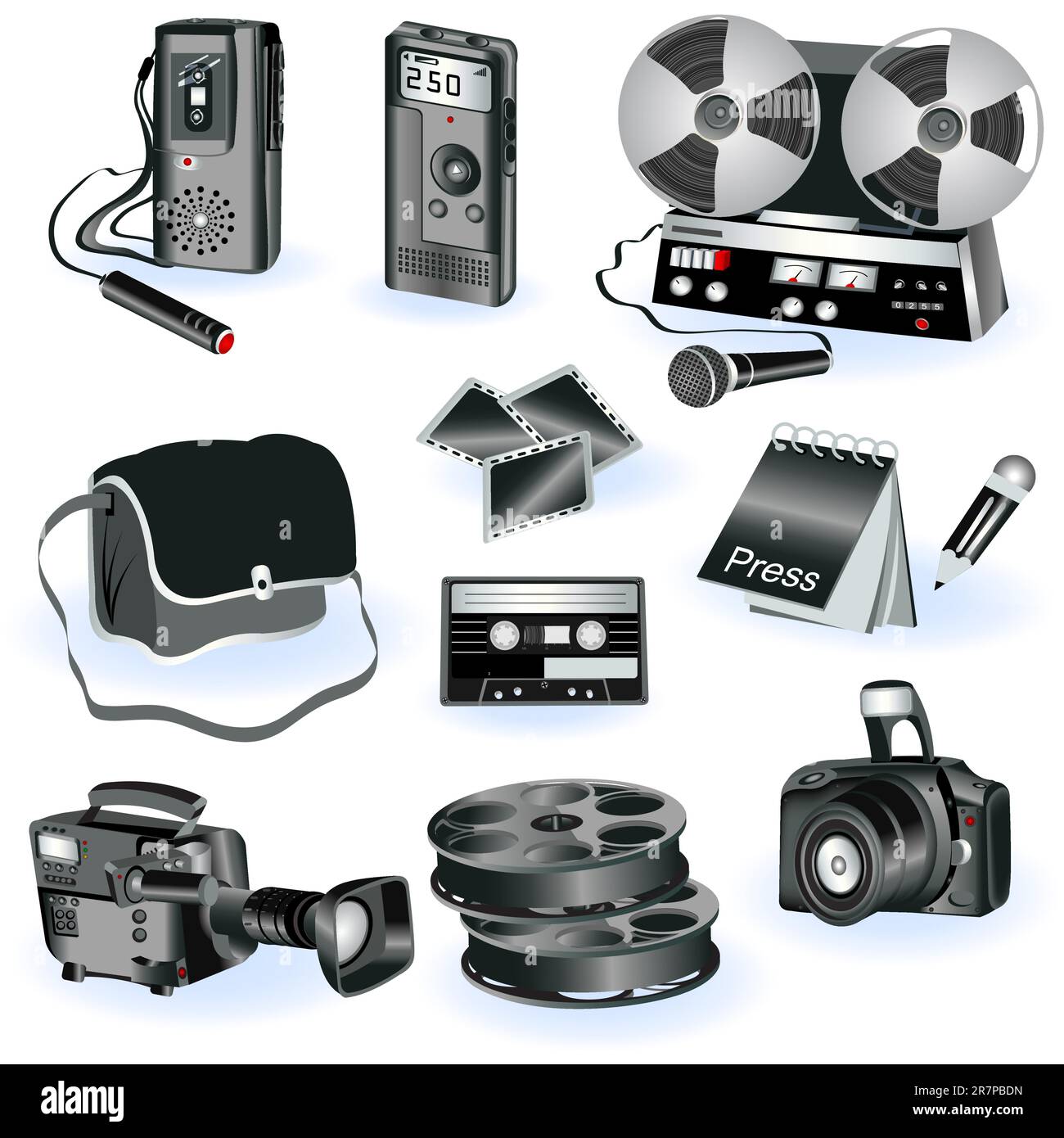 A collection of 10 different illustrations of reporter icons Stock ...