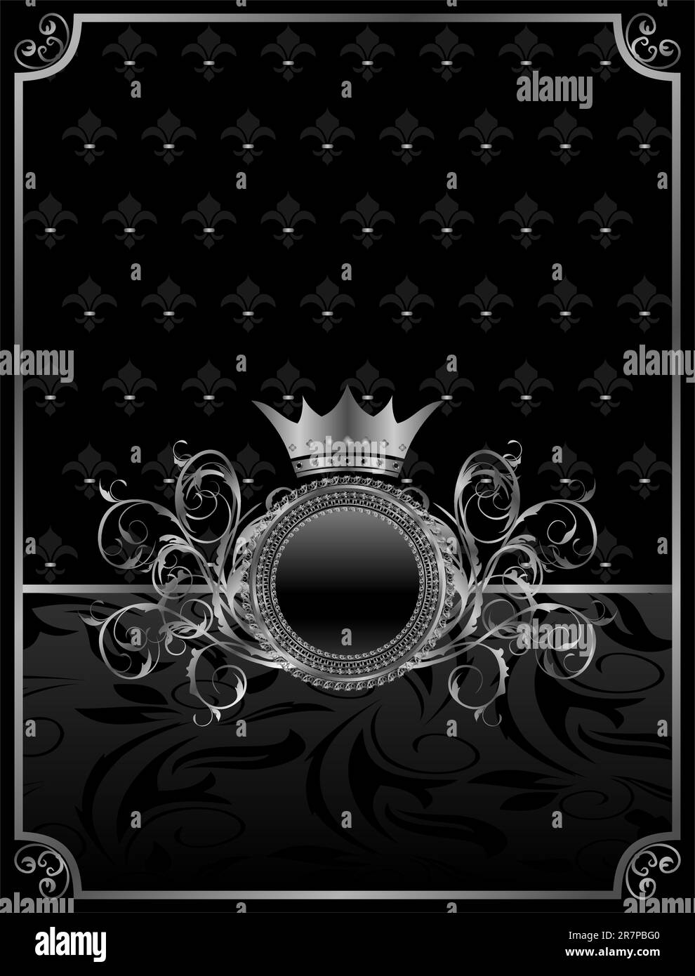 Illustration aluminum background with ornamental medallion, design ...