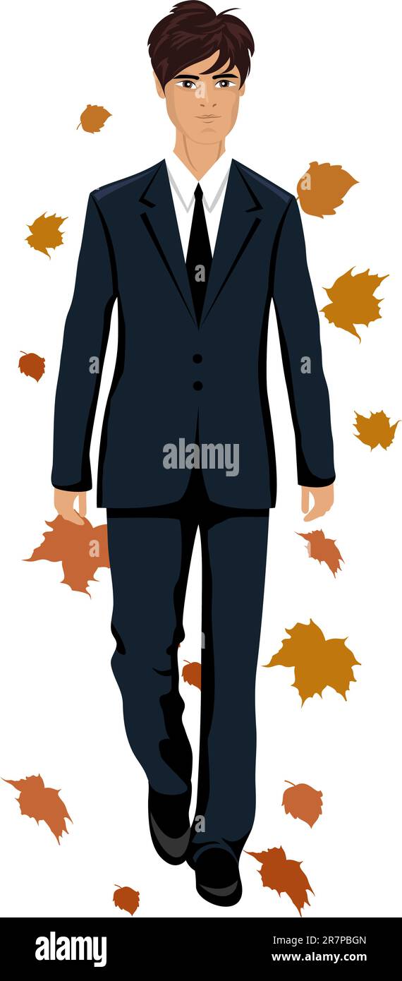 Illustration elegant autumn man isolated - vector Stock Vector Image ...