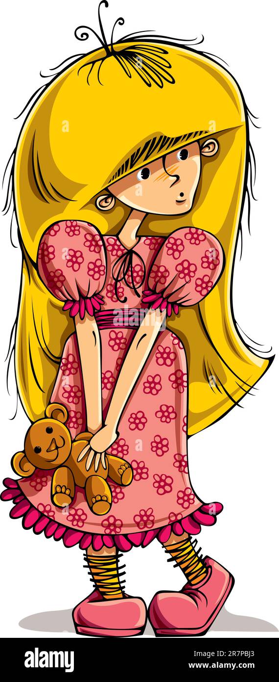 Shy Cartoon Character Girl