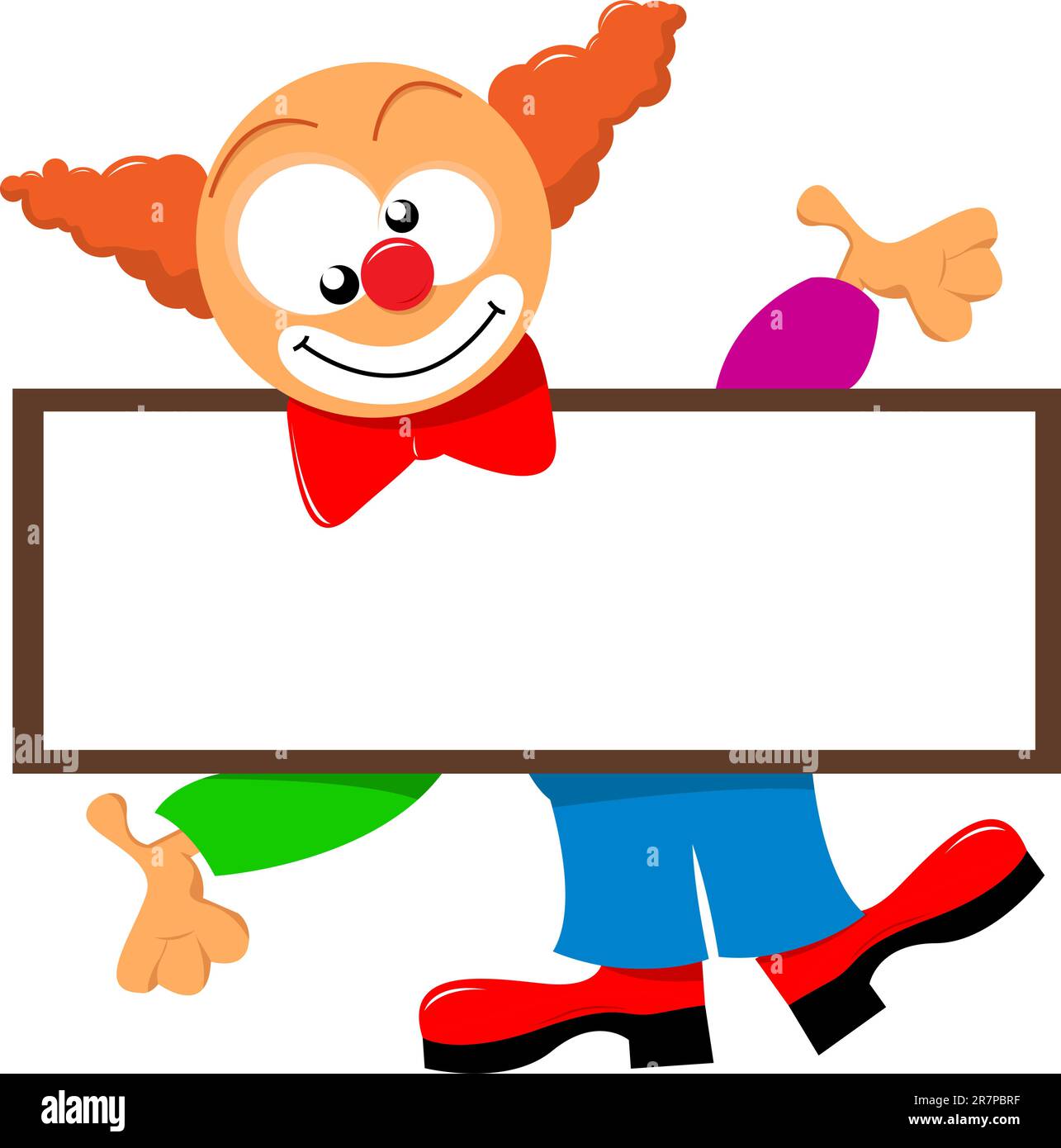 vector illustration of a clown holding a wooden signboard Stock Vector ...