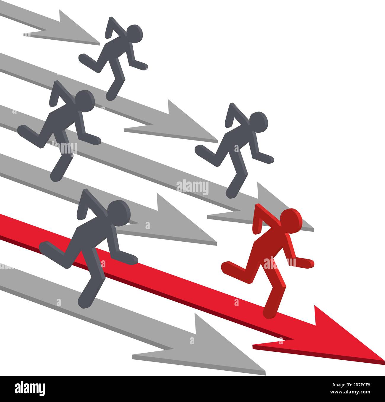 Competition people vector. Running man, winner, business direction ...