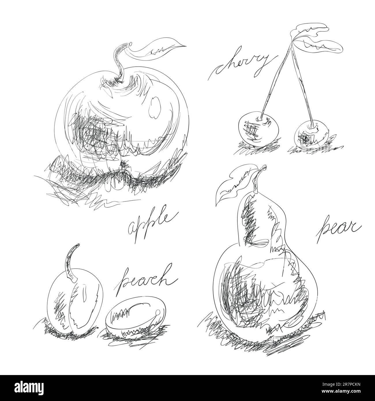 Pear fruit sketch sweet Stock Vector Images - Alamy