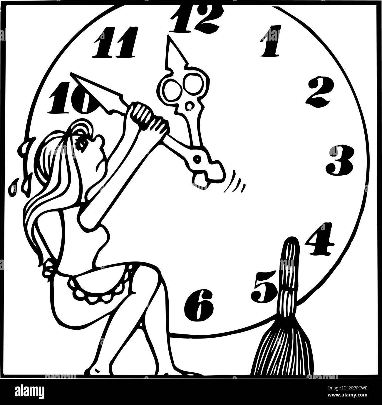 Girl and clock Stock Vector Image & Art - Alamy