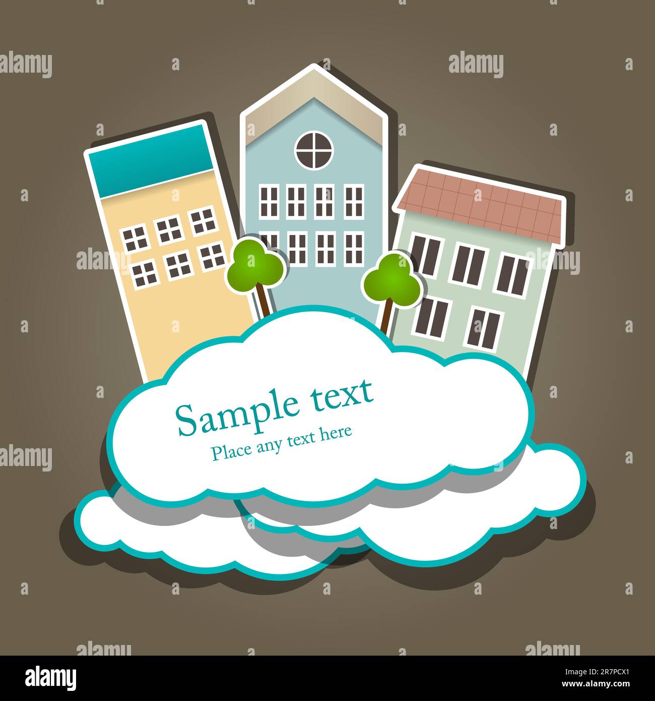 Vector paper composition with clouds and buildings Stock Vector Image ...