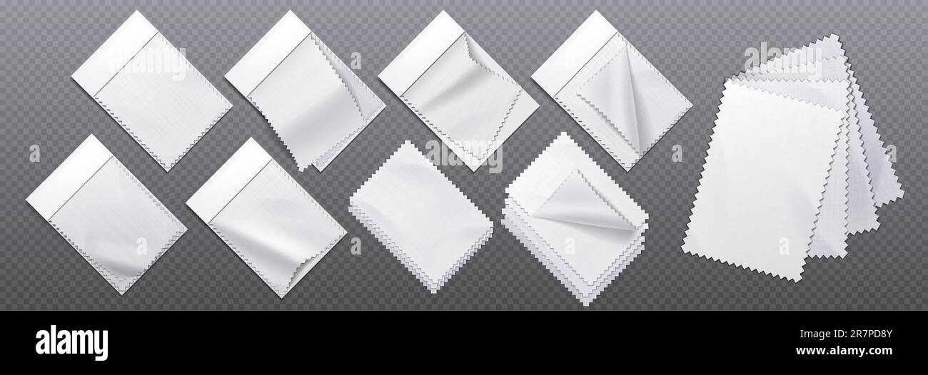 Realistic set of blank fabric swatches isolated on transparent ...