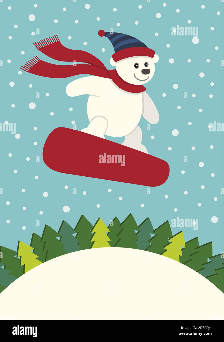 A Christmas image of a snowboarding polar bear Stock Vector Image & Art ...