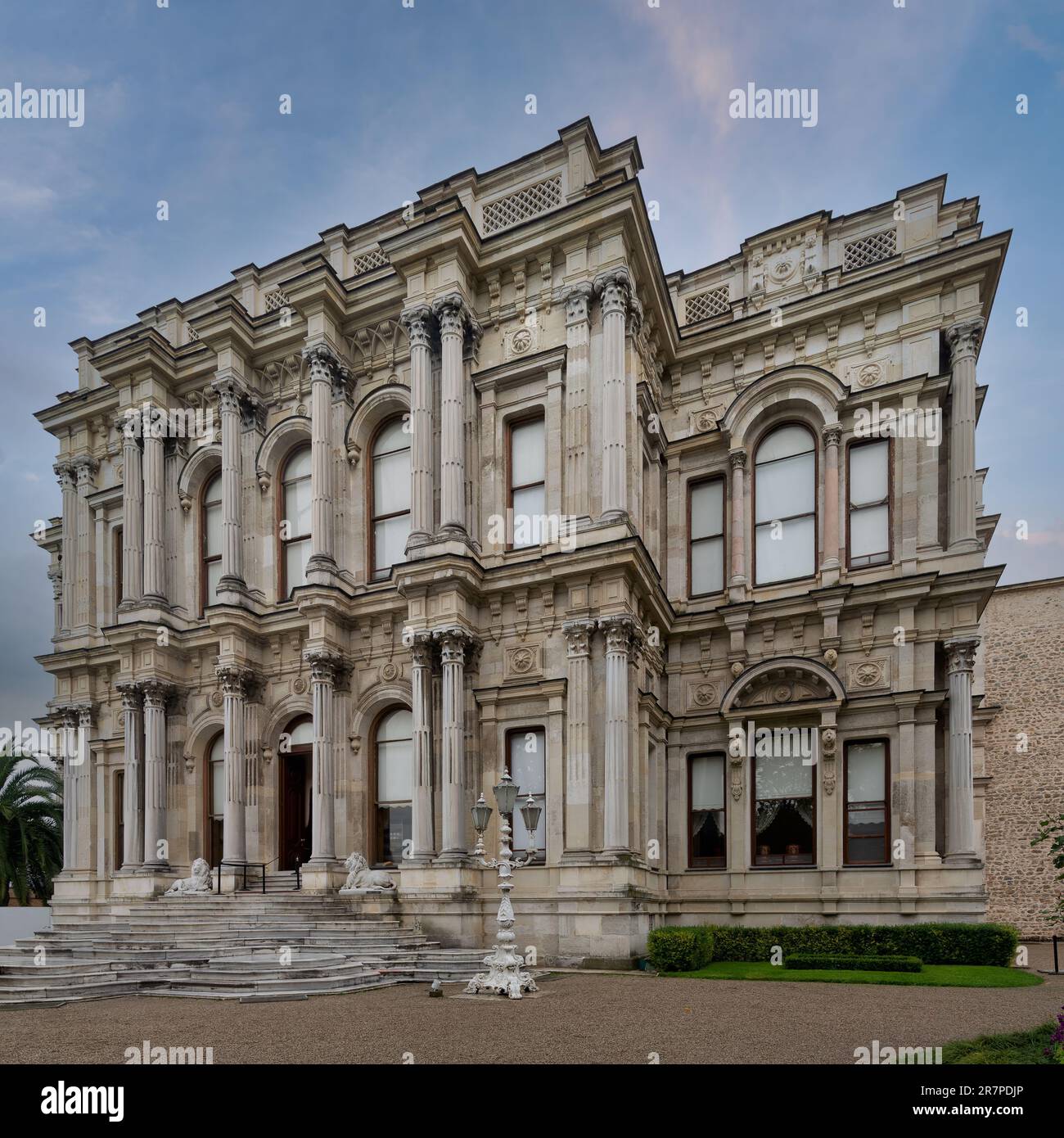 Side shot of 1865 Ottoman era Beylerbeyi Palace, located at the Asian ...