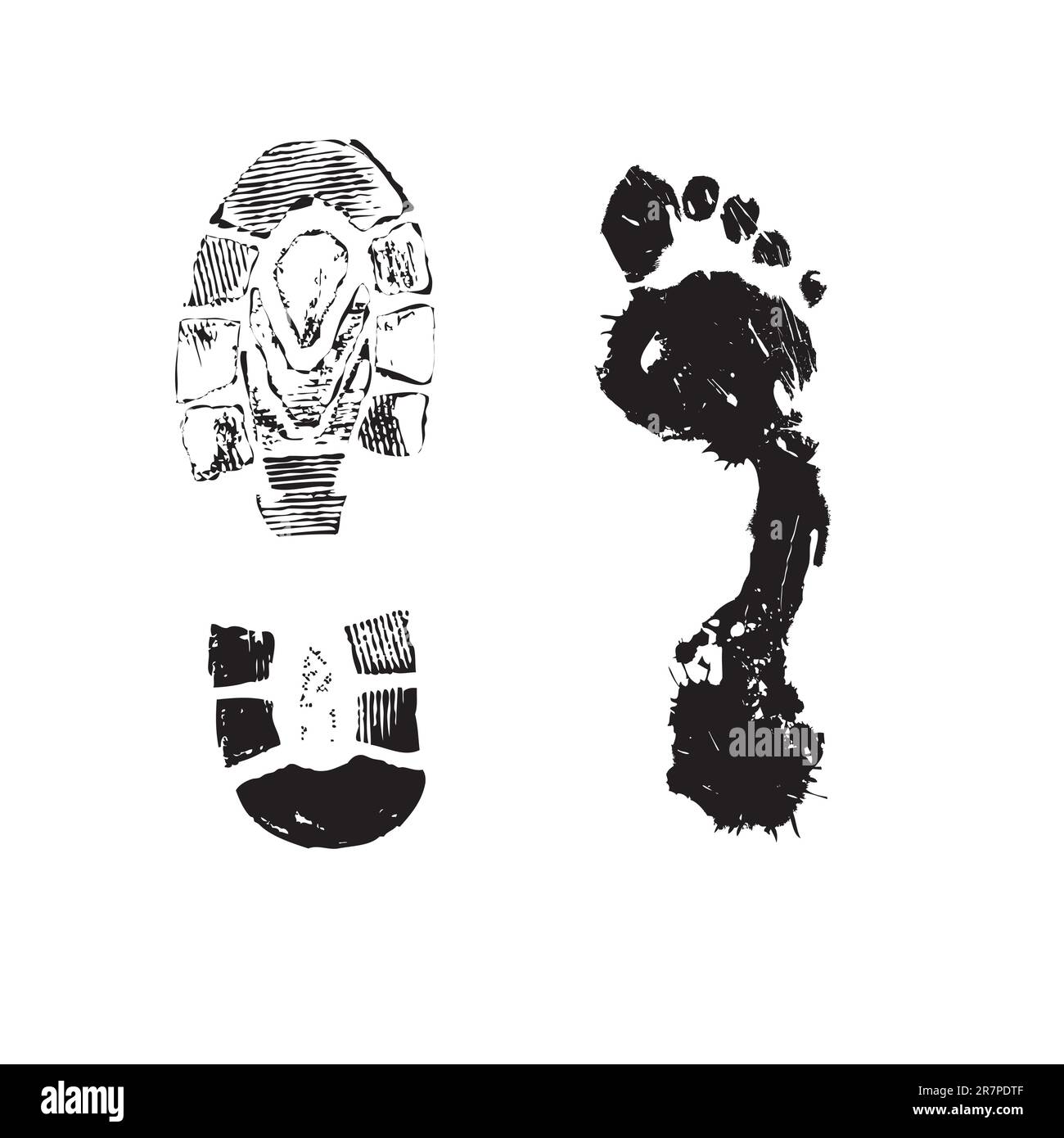 Print of a human boot and foot on a white background.Vector Stock ...