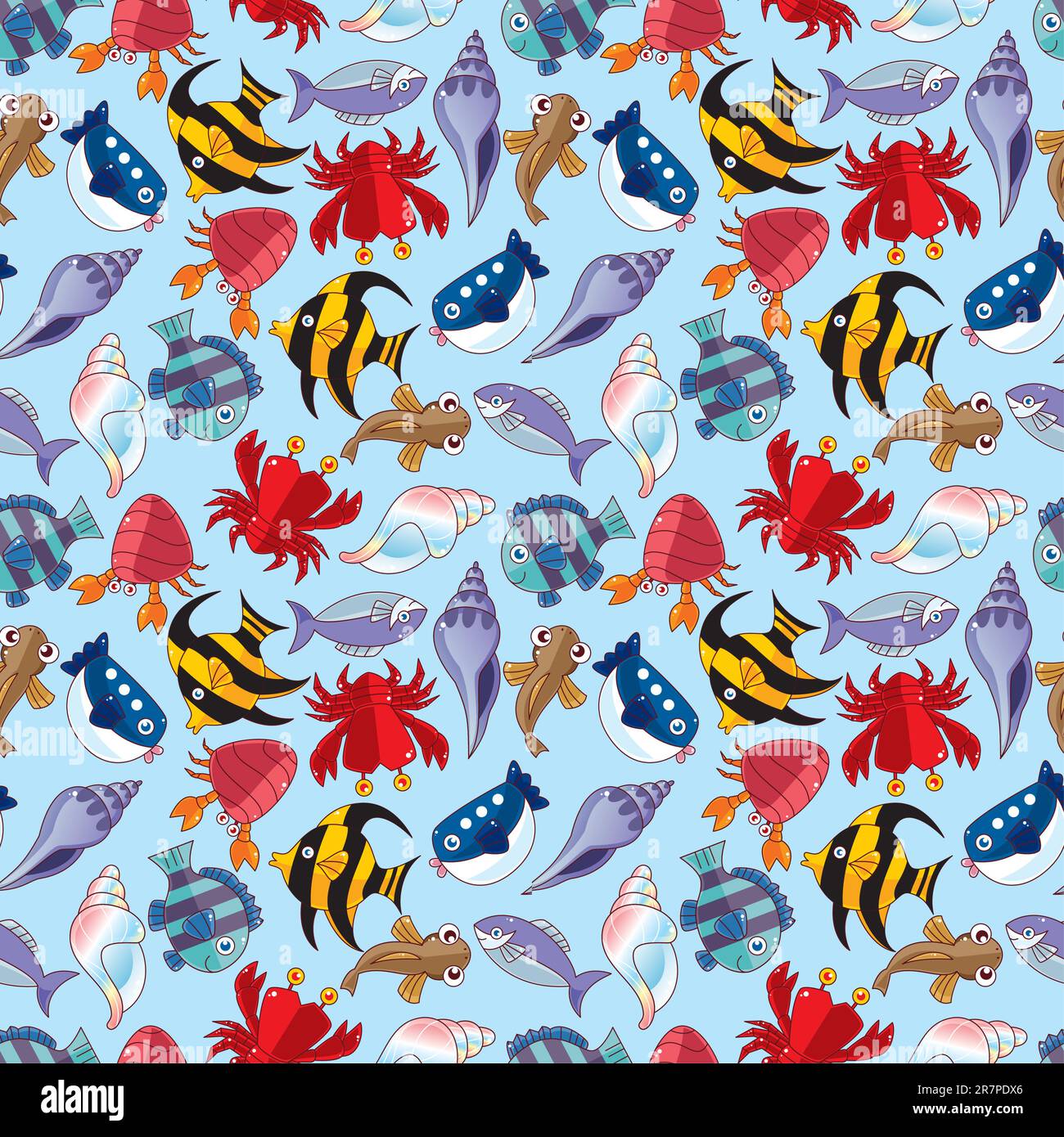cartoon fish seamless pattern Stock Vector Image & Art - Alamy