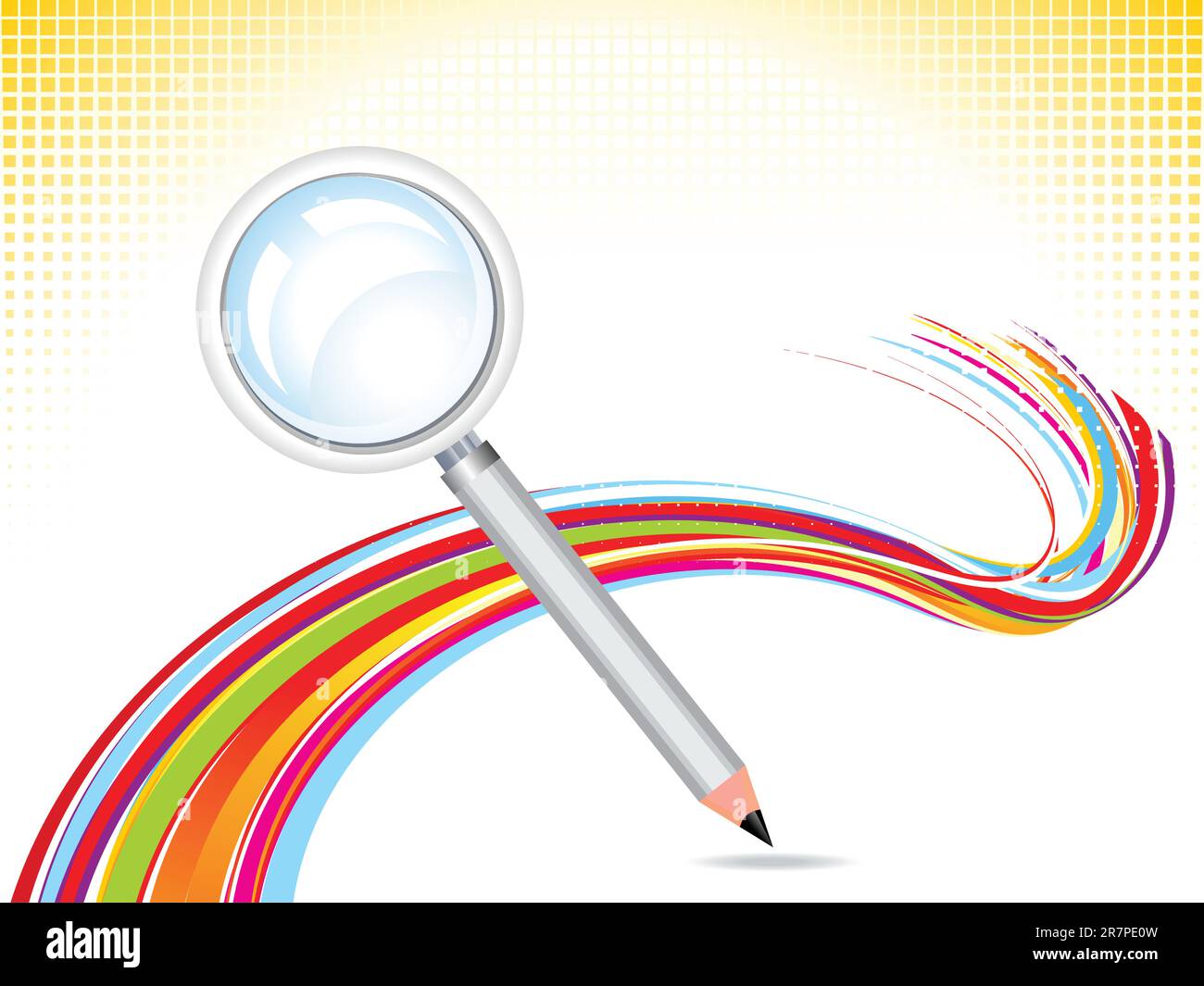 abstract magnifier with pencil background vector illustration Stock ...