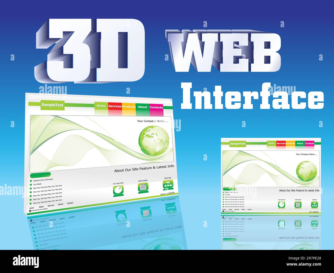 3d web interface design vector illustration Stock Vector Image & Art ...