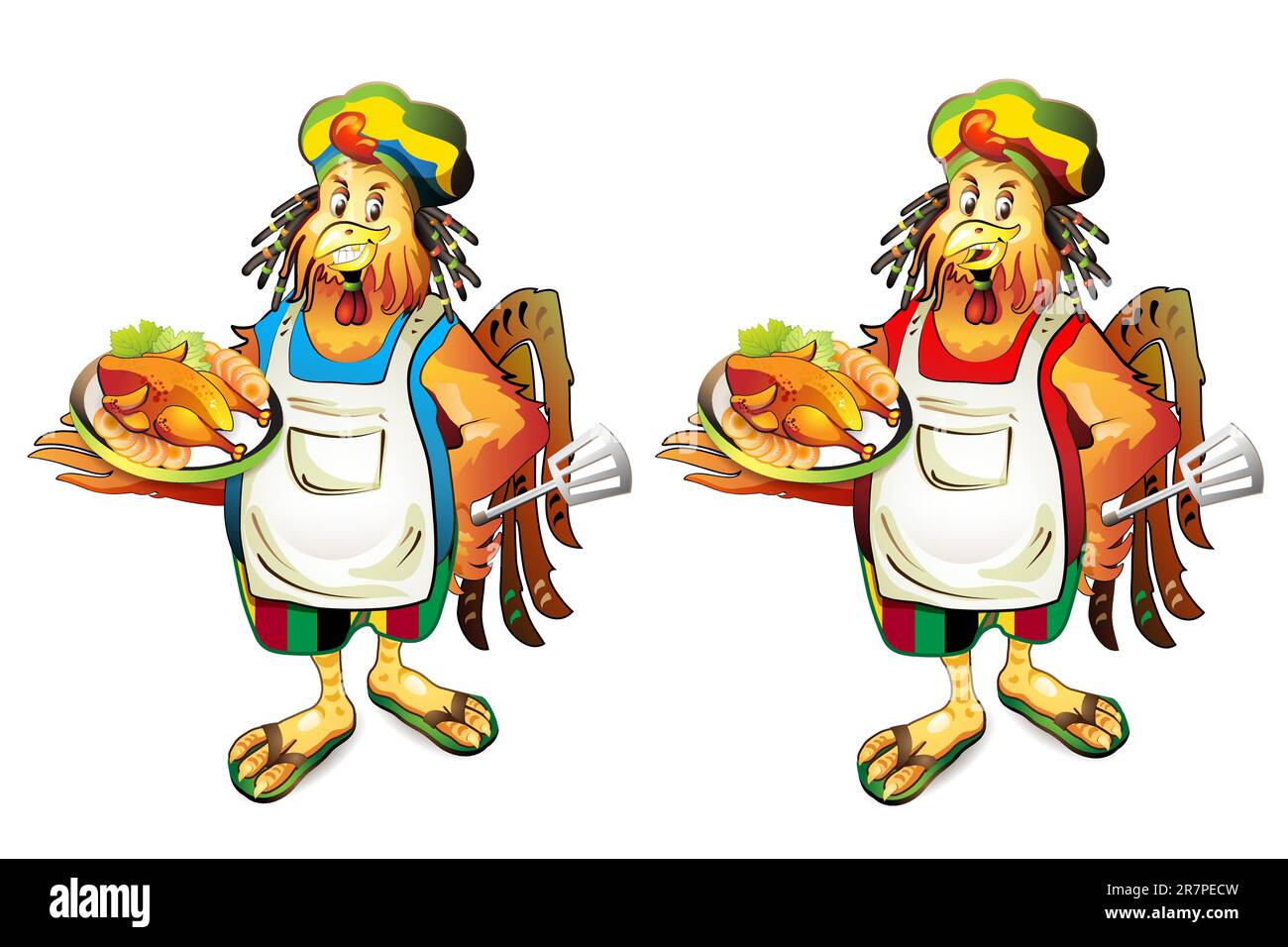 Cartoon cook coconut with smoked chicken Stock Vector Image & Art - Alamy