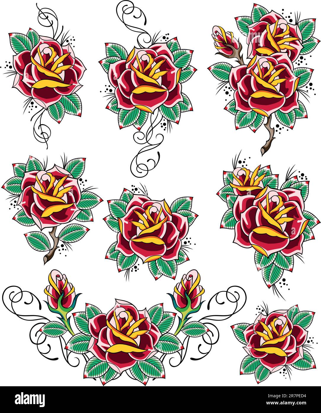 Traditional Rose Tattoo Design