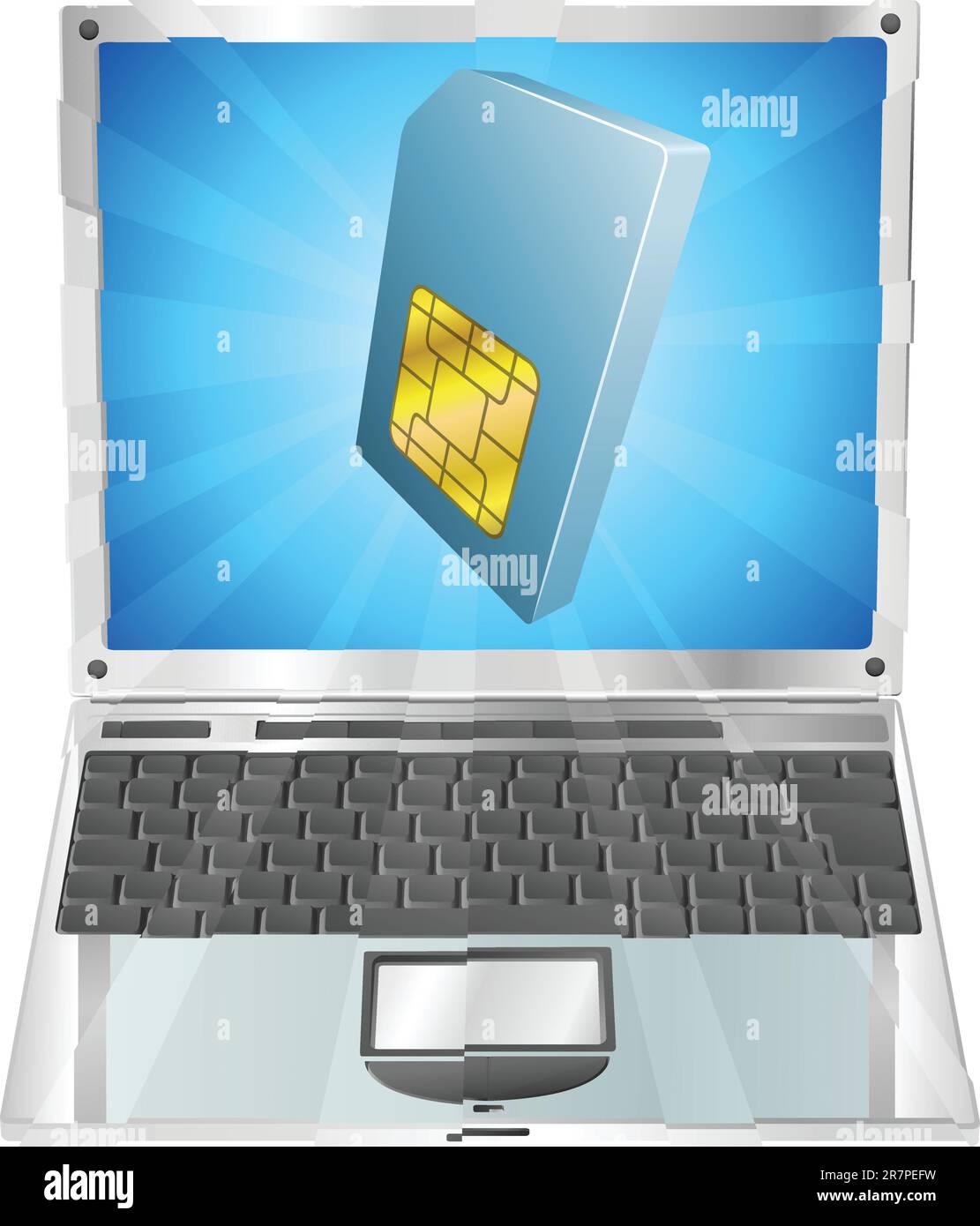 Phone SIM card icon coming out of laptop screen concept Stock Vector ...