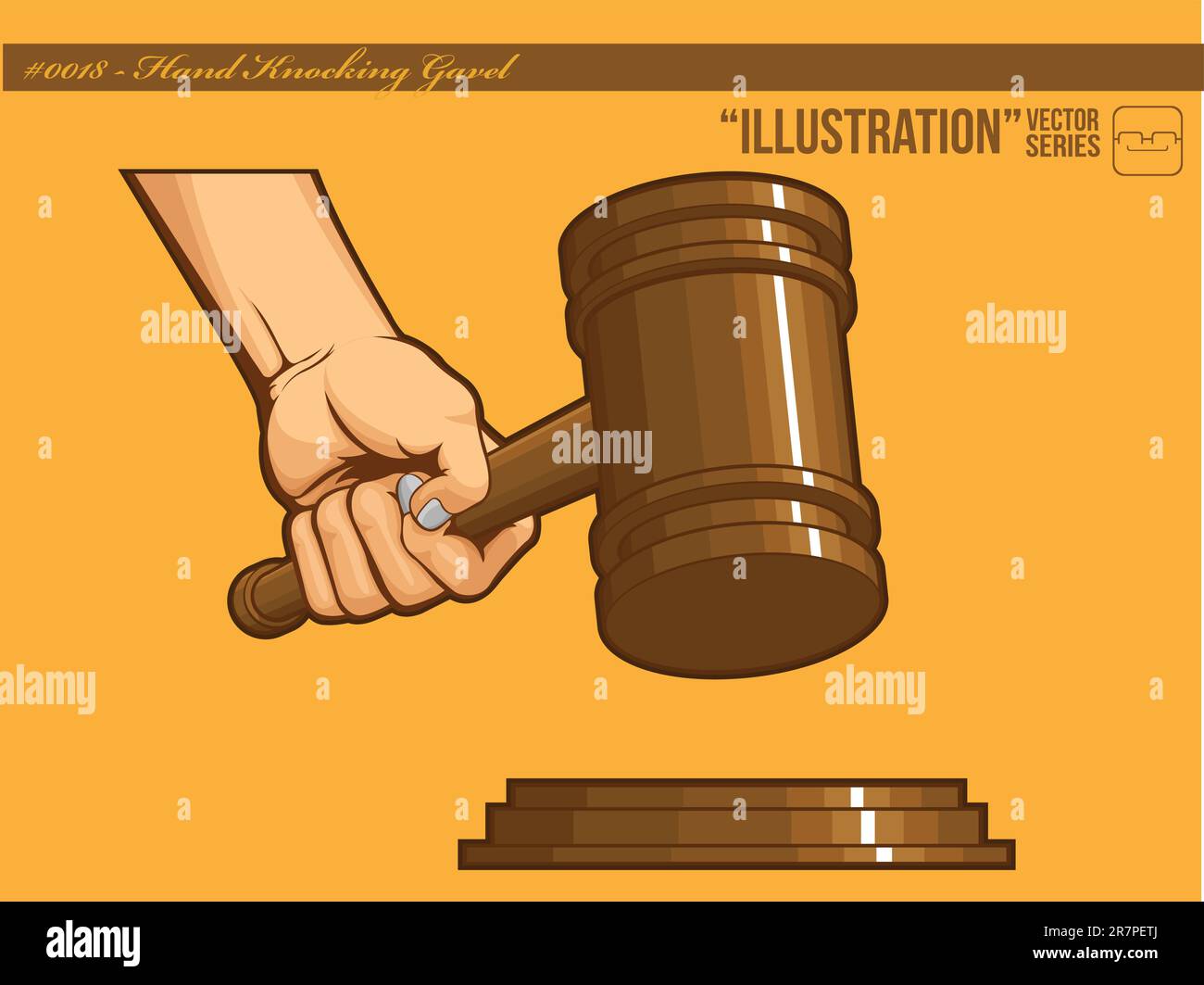 An isolated vector of hands knocking a gavel, symbolizing justice and ...