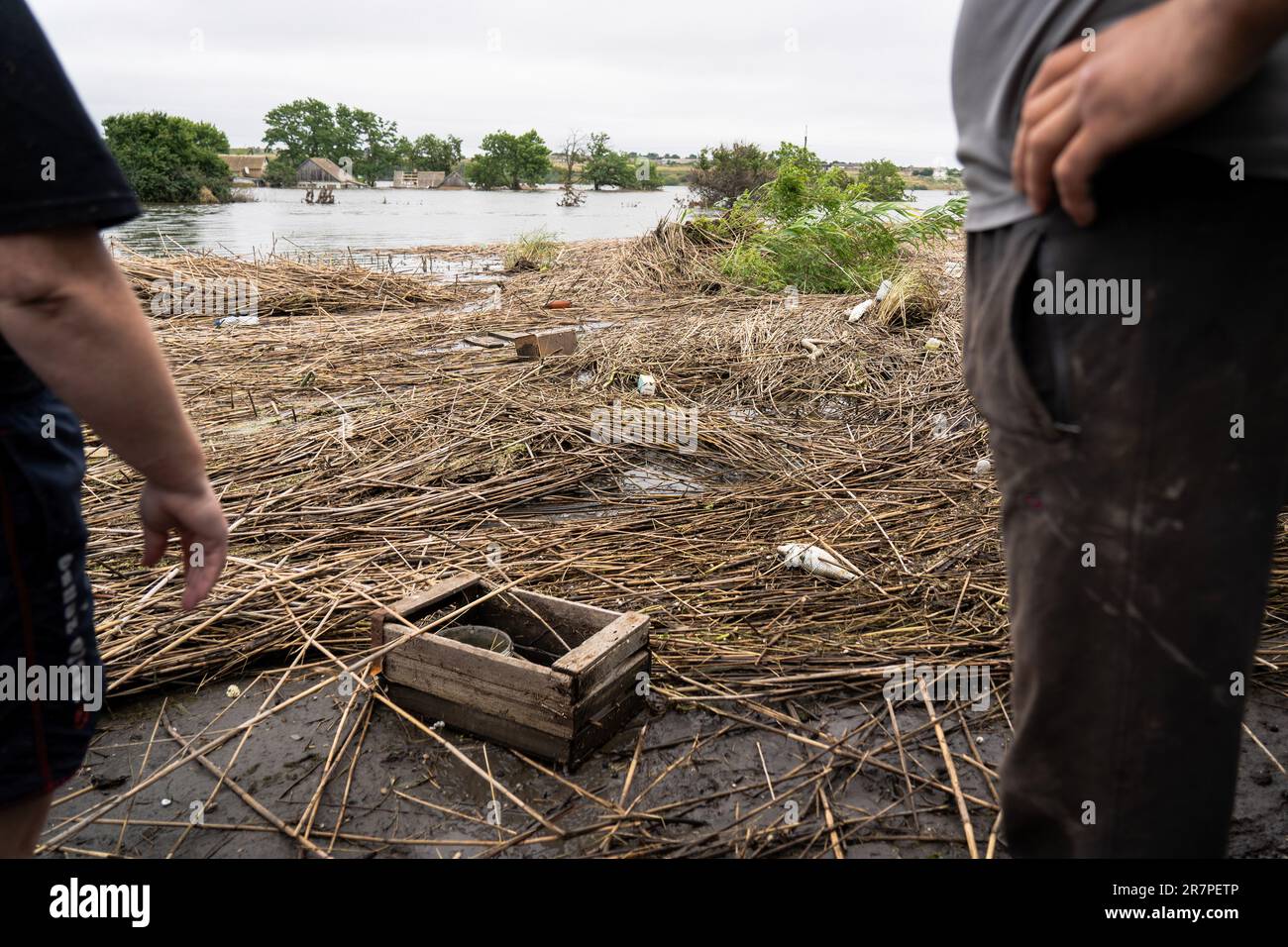 June 12, 2023, Kherson, Ukraine: Residents of Fedorivka are seen ...
