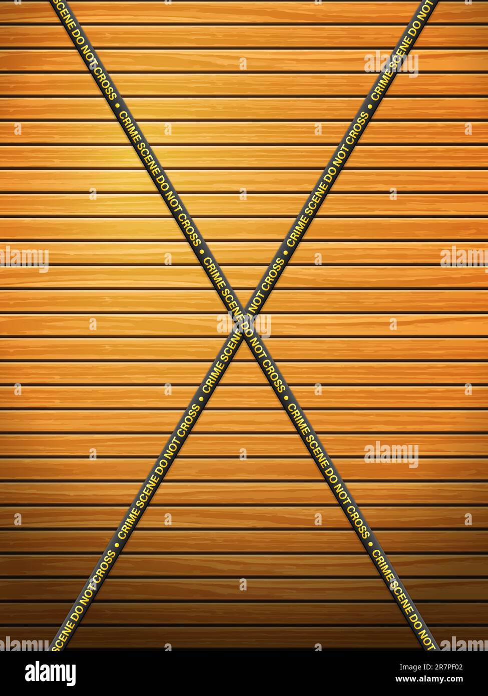 Crime scene tape on wooden background. Vector illustration Stock Photo ...