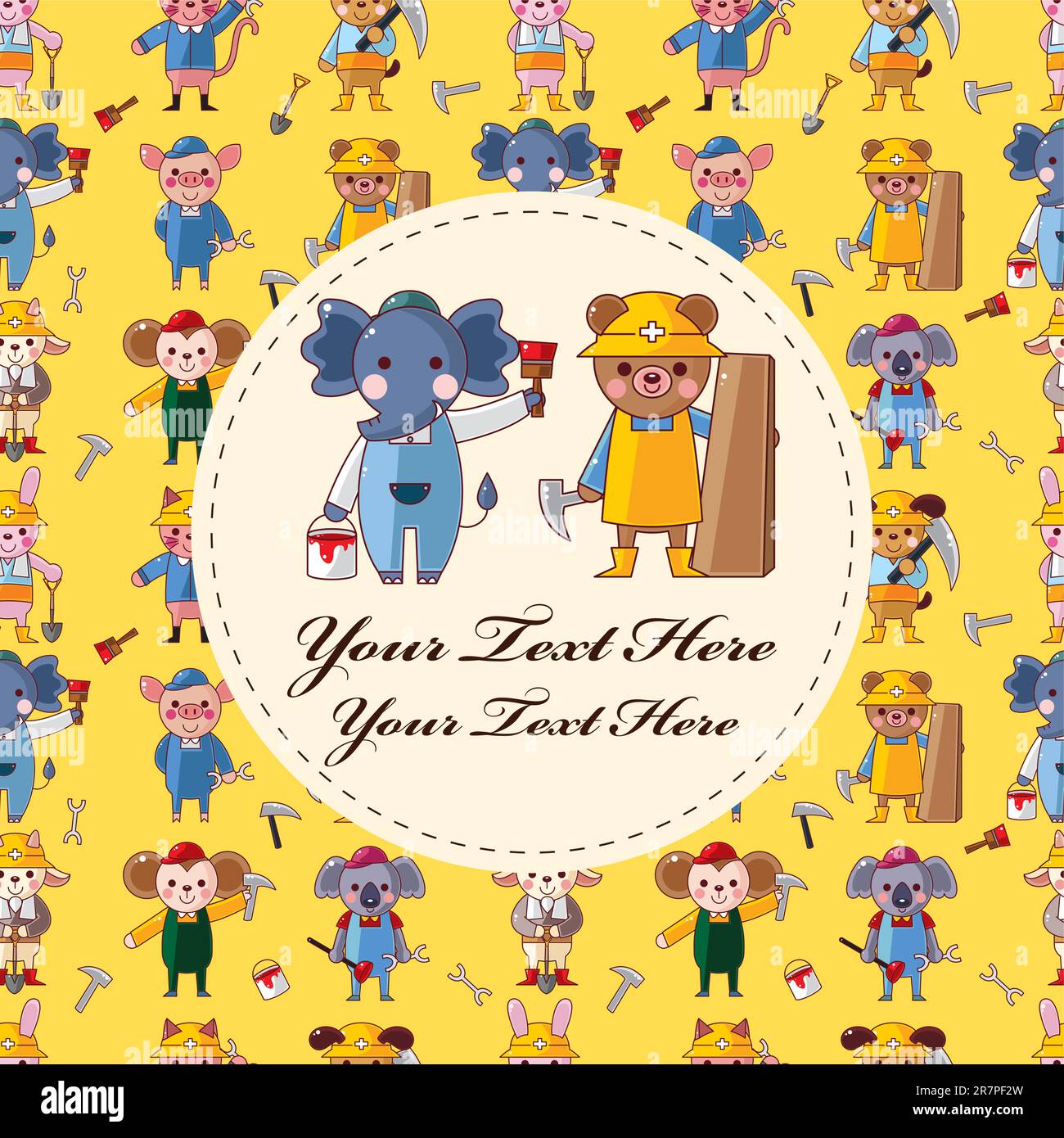 cartoon animal worker card Stock Vector Image & Art - Alamy