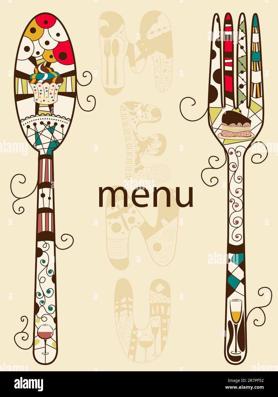 Vector menu pattern with spoon and fork Stock Vector Image & Art - Alamy