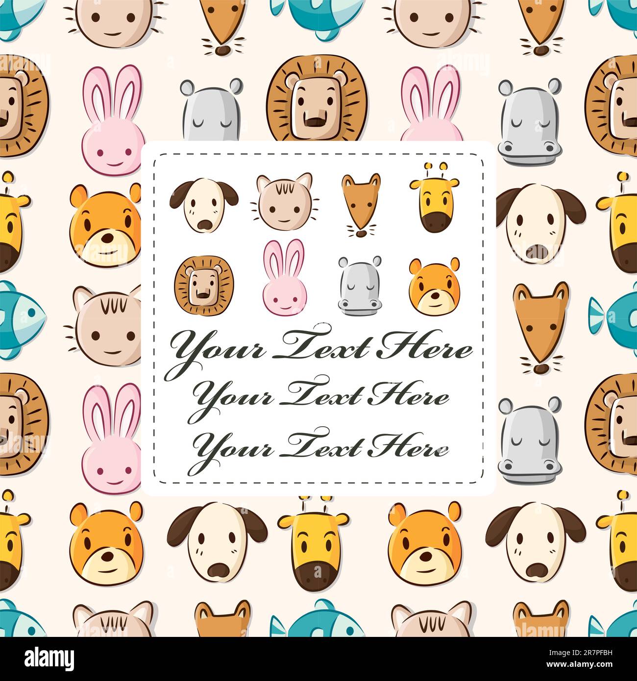 cartoon animal head card Stock Vector Image & Art - Alamy