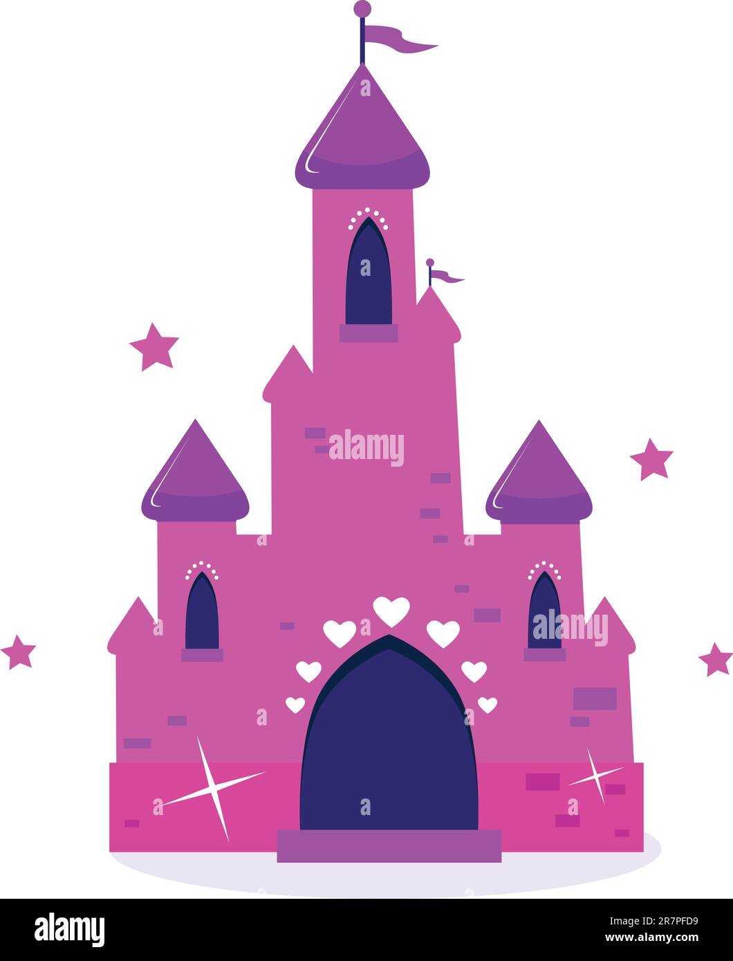 Pink Cartoon Castle Cartoon Fairy Tale Pink Castle. Magic Fairytale