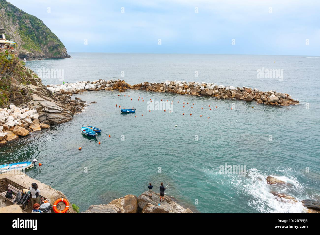 Riomaggiore Italy - April 23 2011; View from above colourful ...