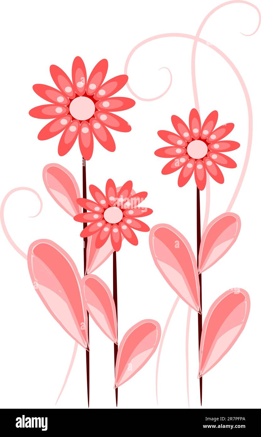 Beauty, red and pink flowers - vector Stock Vector Image & Art - Alamy
