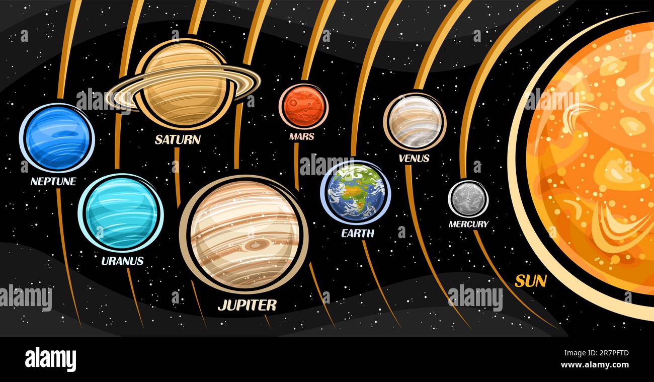Vector illustration of Solar System, collection of cut out ...