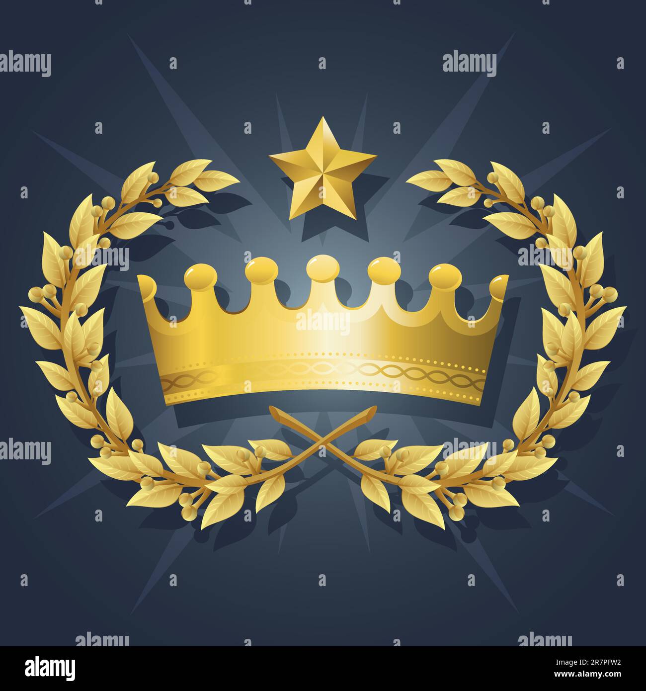 Vector Illustration of Gold King Crown with Quality Laurel Wreath and ...
