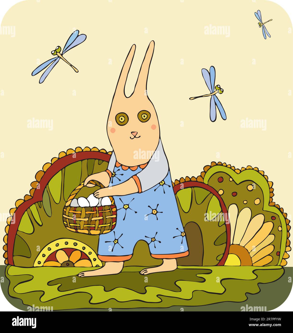 Beautiful easter basket rabbit Stock Vector Images - Alamy