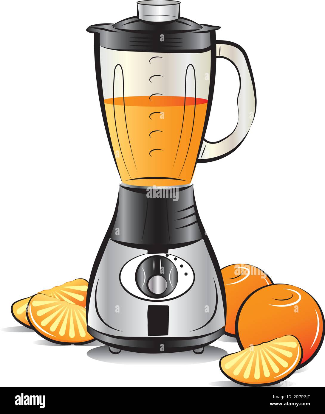 Drawing color kitchen blender with Orange juice. Vector illustration ...