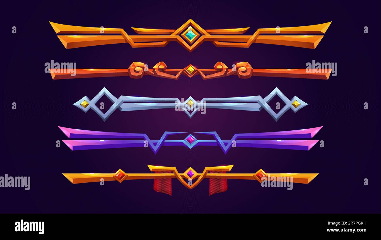 Golden fantasy game border ui button frame design. Medieval gold metal interface element icon ...