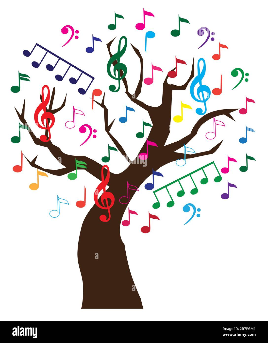 Vector illustration of a tree with musical notes Stock Vector Image ...