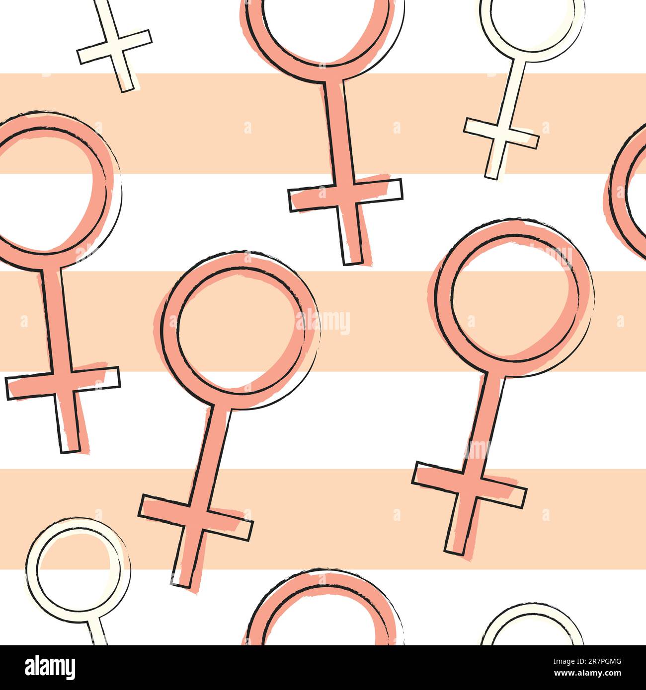 A seamless background of female symbols on pink Stock Vector Image ...