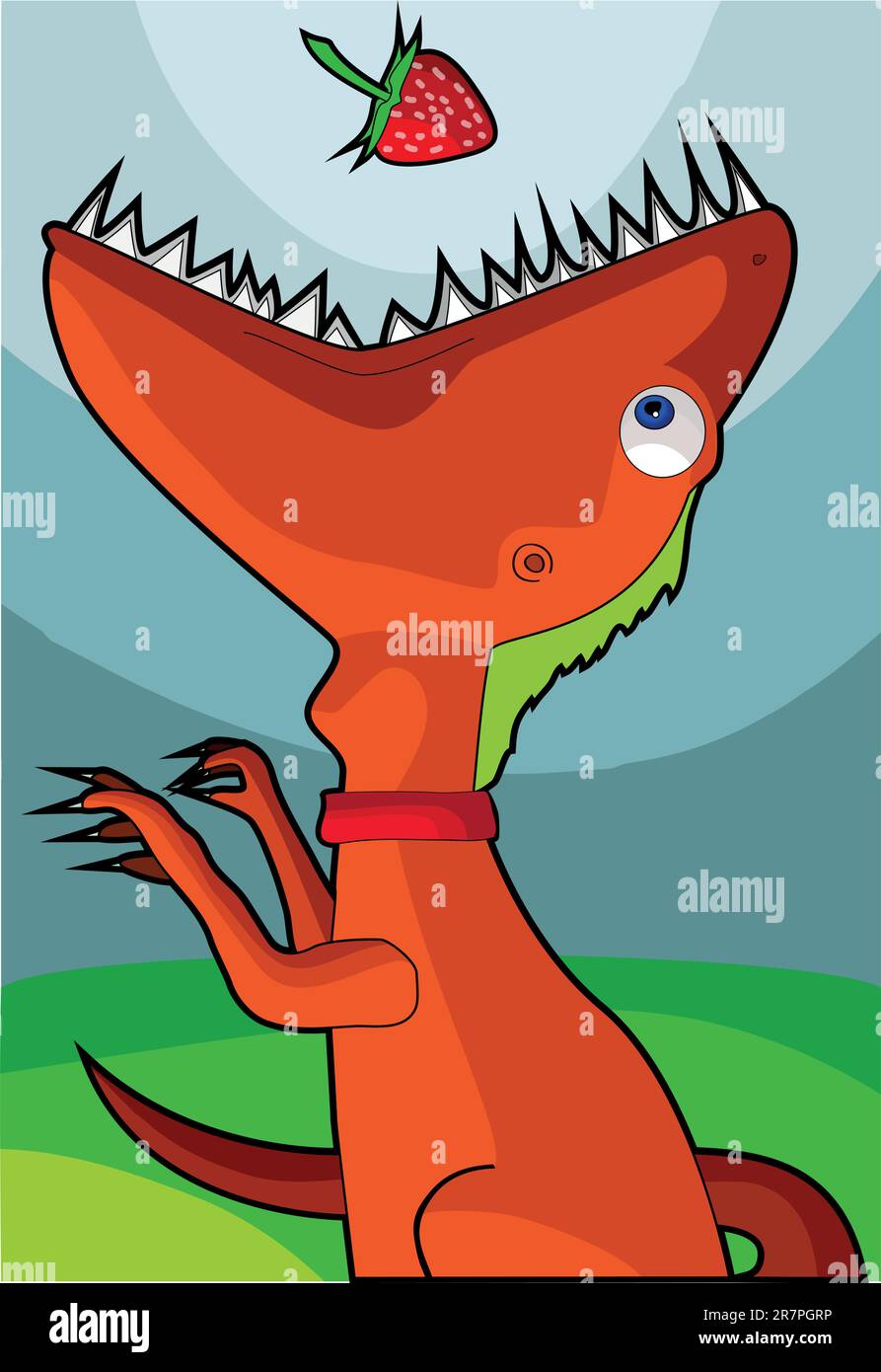 An vector illustration of a Scary Tyrannosaurus Rex, eating red ...