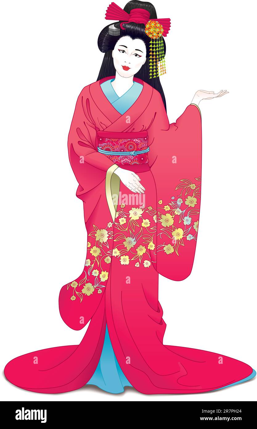 Beautiful women in kimono Stock Vector Images - Alamy
