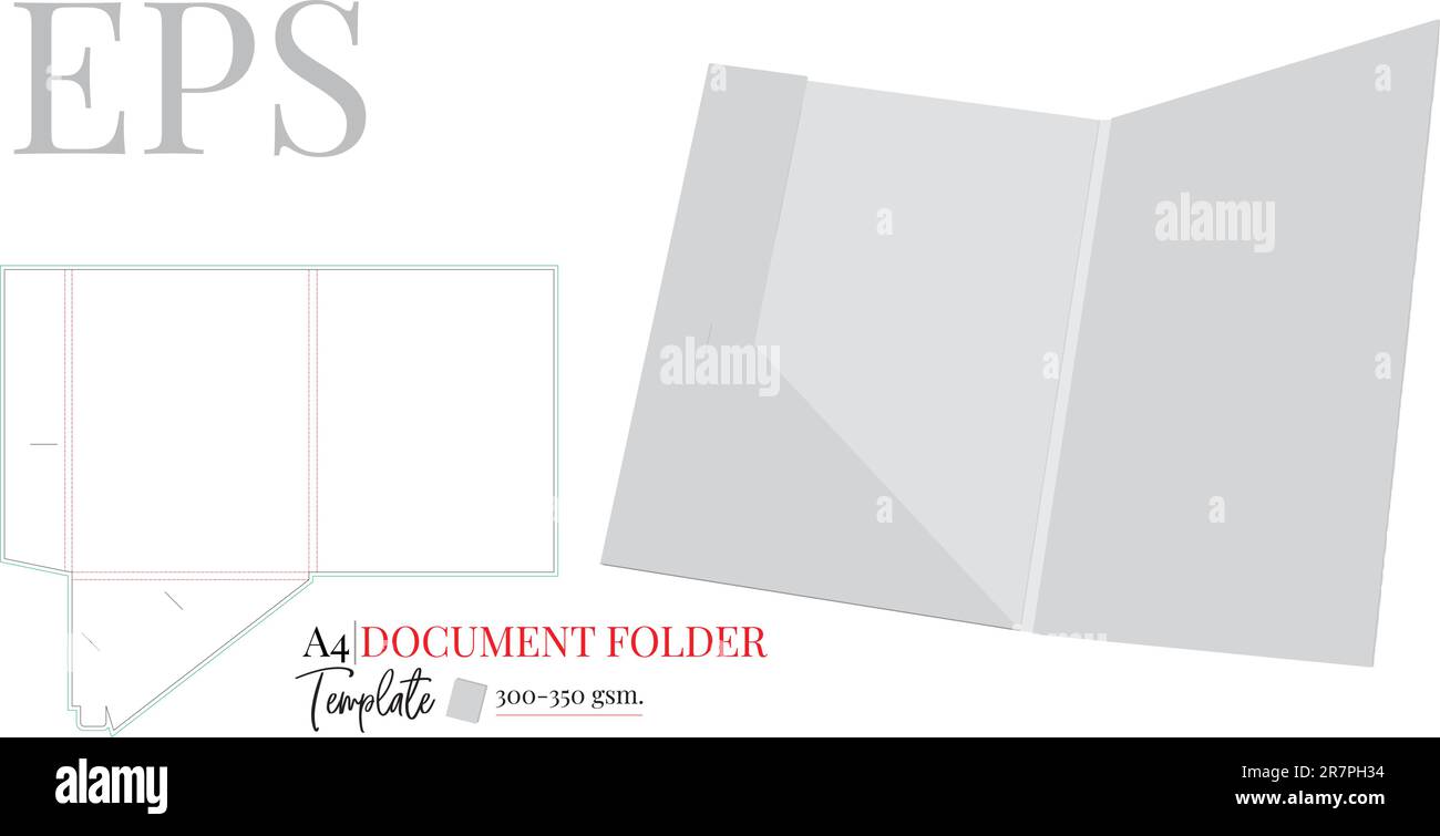 Document Folder Template A4. Vector with die cut, laser cut layers ...