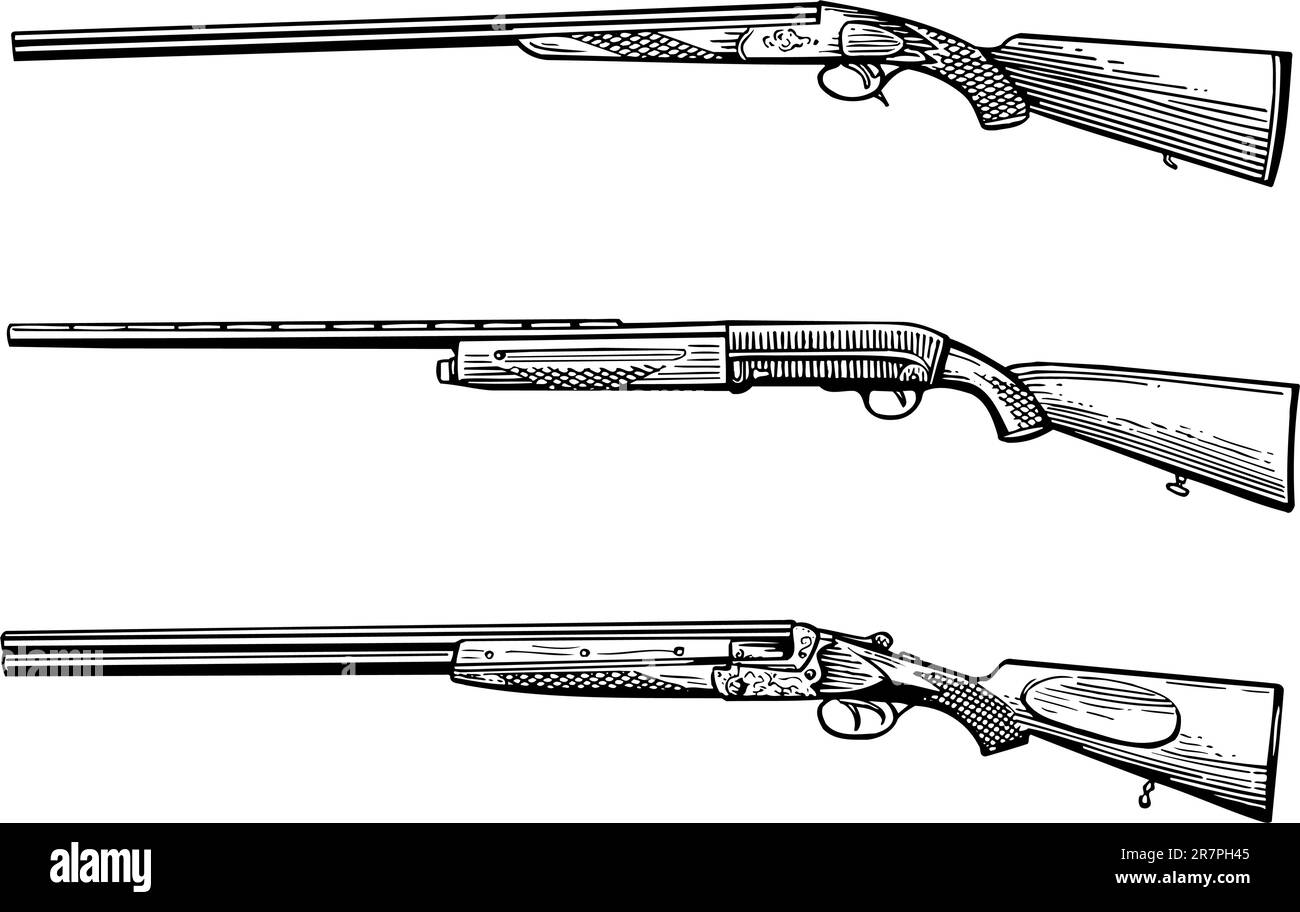 Classic hunter's guns isolated on white Stock Vector Image & Art - Alamy