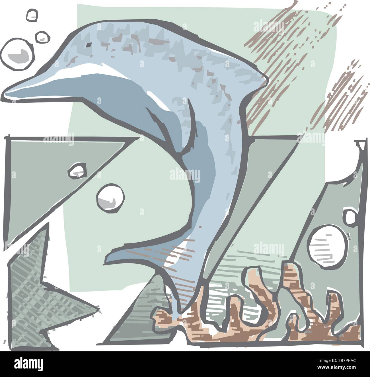 blue and cute dolphin under the see Stock Vector Image & Art - Alamy