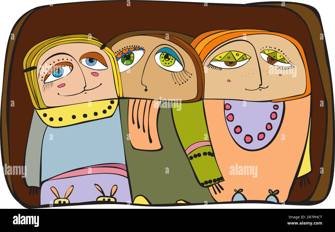 Three female friends in Stock Vector Images - Alamy