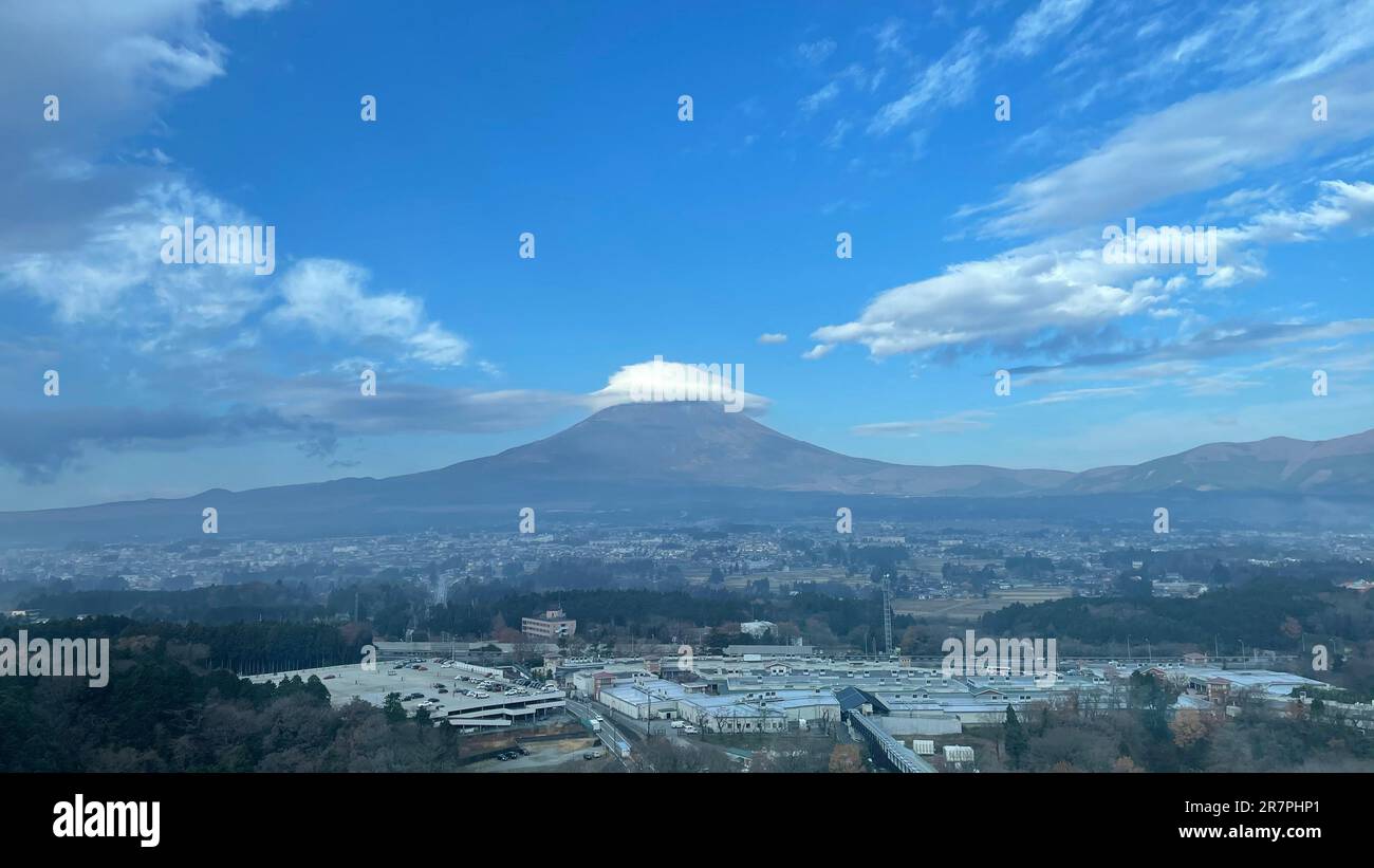 A picturesque view of Mount Fuji in Japan, with its iconic symmetrical ...