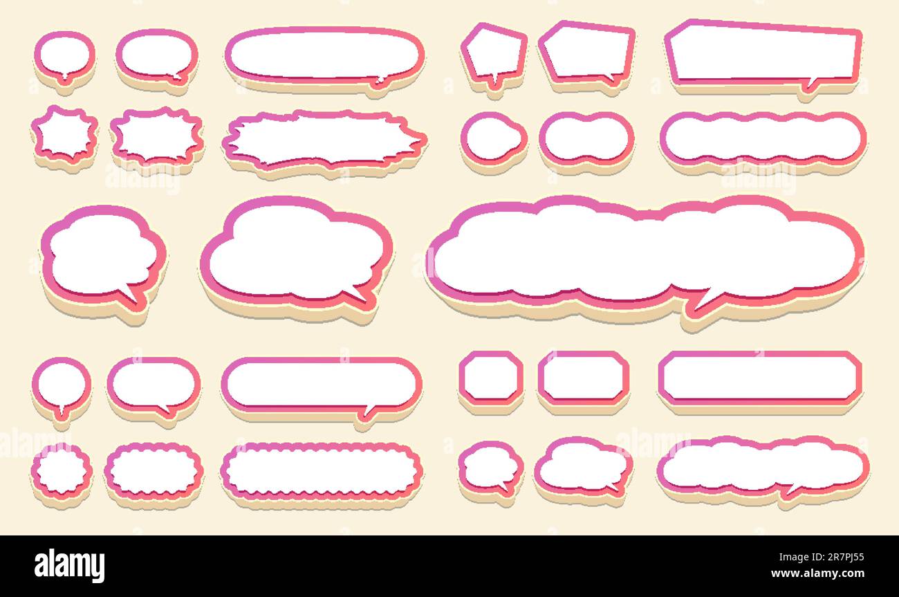 3D design cute speech bubbles of various shapes. Vector data that is ...