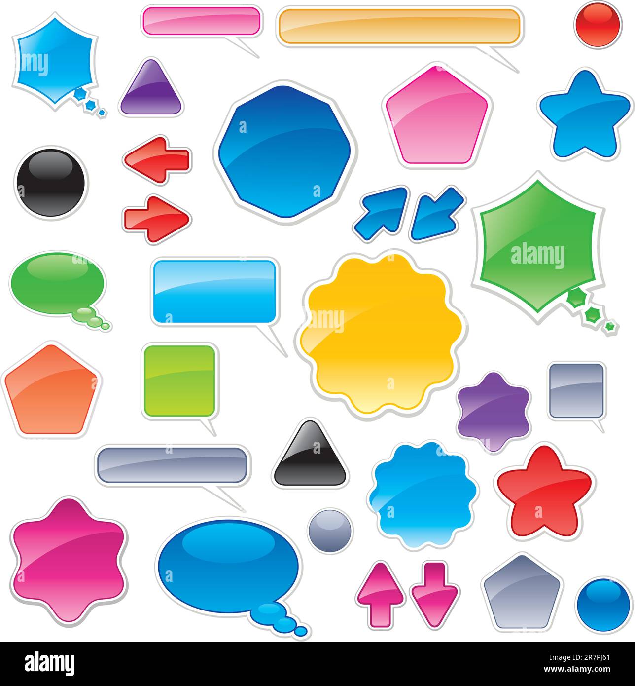 Collection Of Color Web Elements Perfect For Adding Your Own Text Or Icons Stock Vector Image